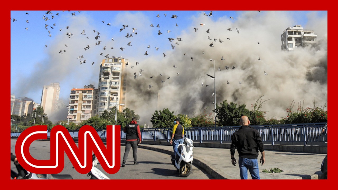 Video shows moment Israeli strike flattened building in Beirut - Dinar Tube